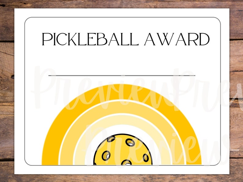 Pickleball Award or Certificate With Pickleballs and Pickle Players for ...