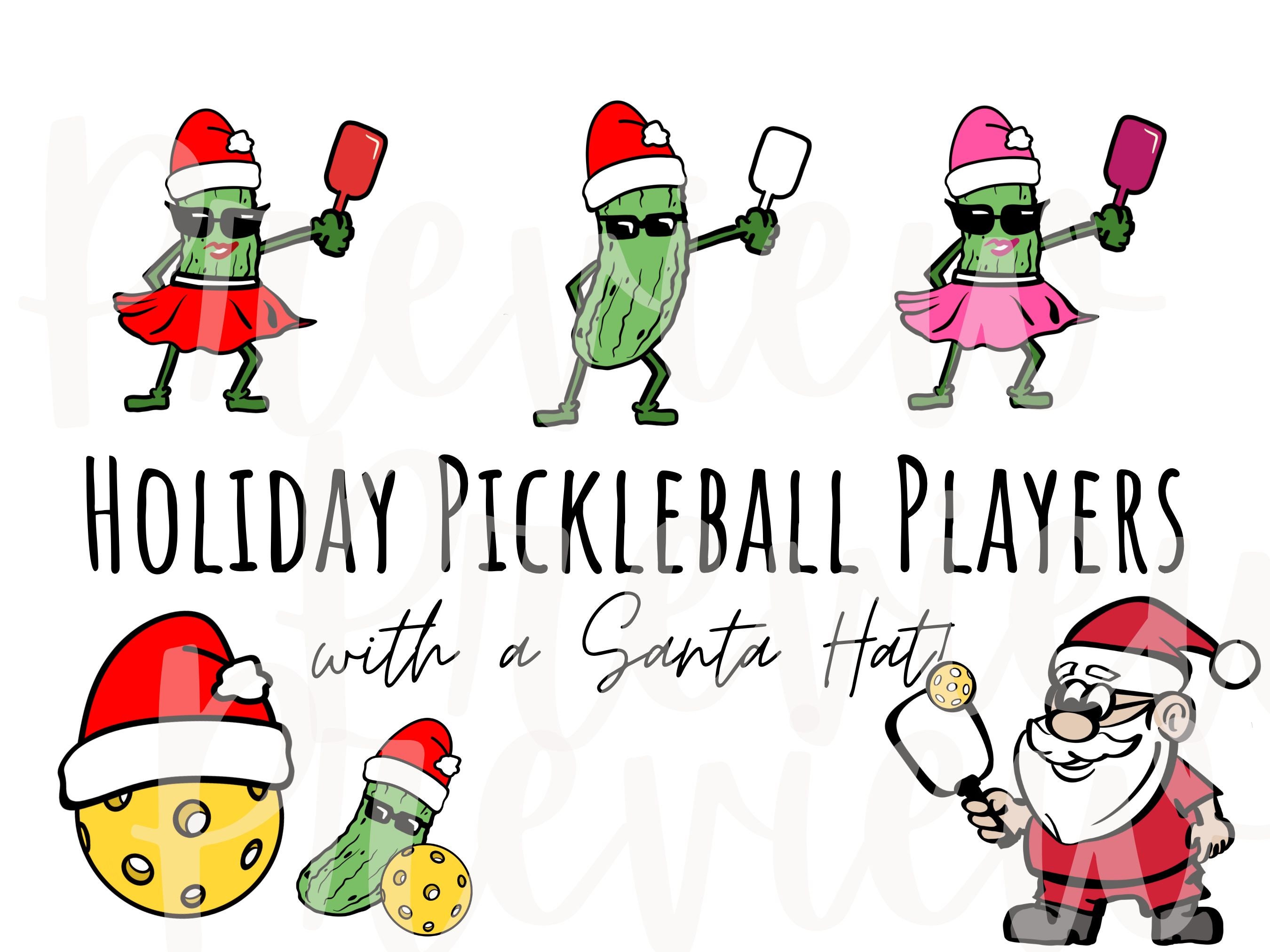 Christmas Pickleball Clip Art for Holiday Designs With Pickle Player in ...
