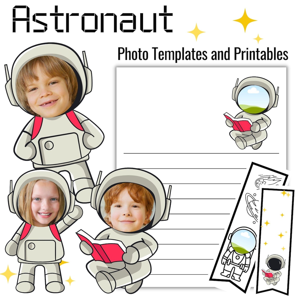 Astronaut Photo Template for Teachers Editable on Canva With Space ...
