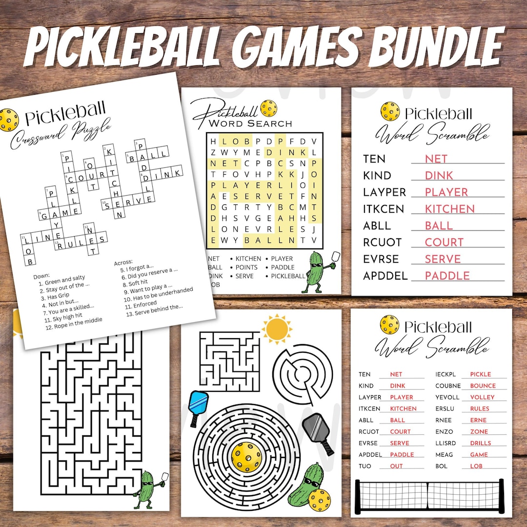 Fun Pickleball Game Mega Bundle With Pickleball Crossword Puzzle, Word ...