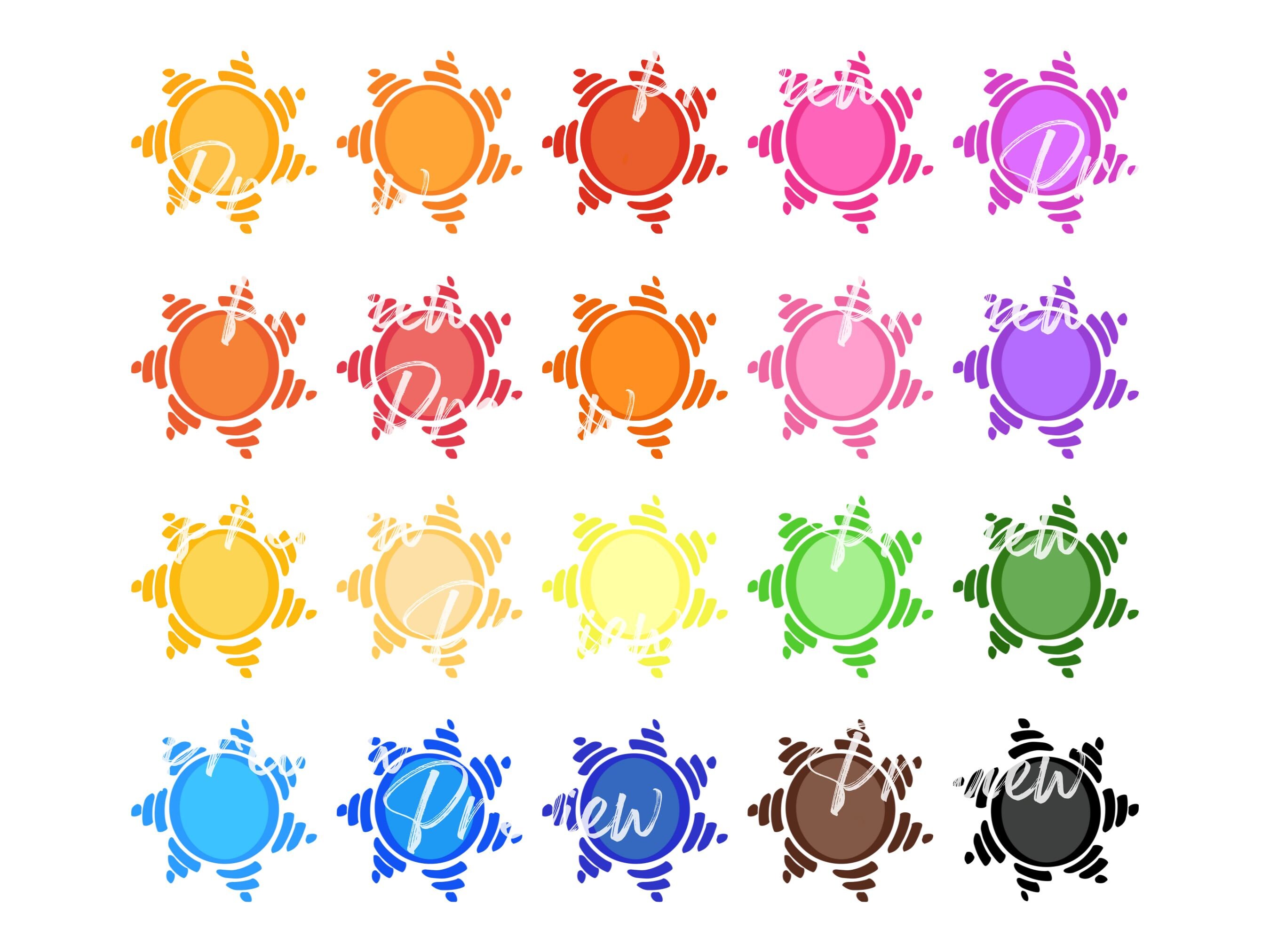 Sun Clip Art in 20 Colors for Summer Beach Creations Sunny Rainbow ...