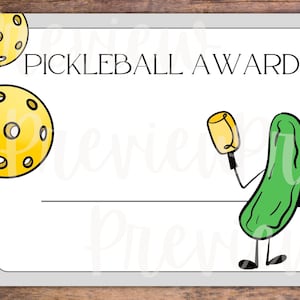 Pickleball Award or Certificate With Pickleballs and Pickle Players for ...