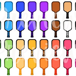 Rainbow Pickleball Clip Art Mega Bundle for Commercial Use - Paddles ...