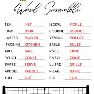 Fun Pickleball Game With 2 Pickleball Word Scramble Levels Printable ...