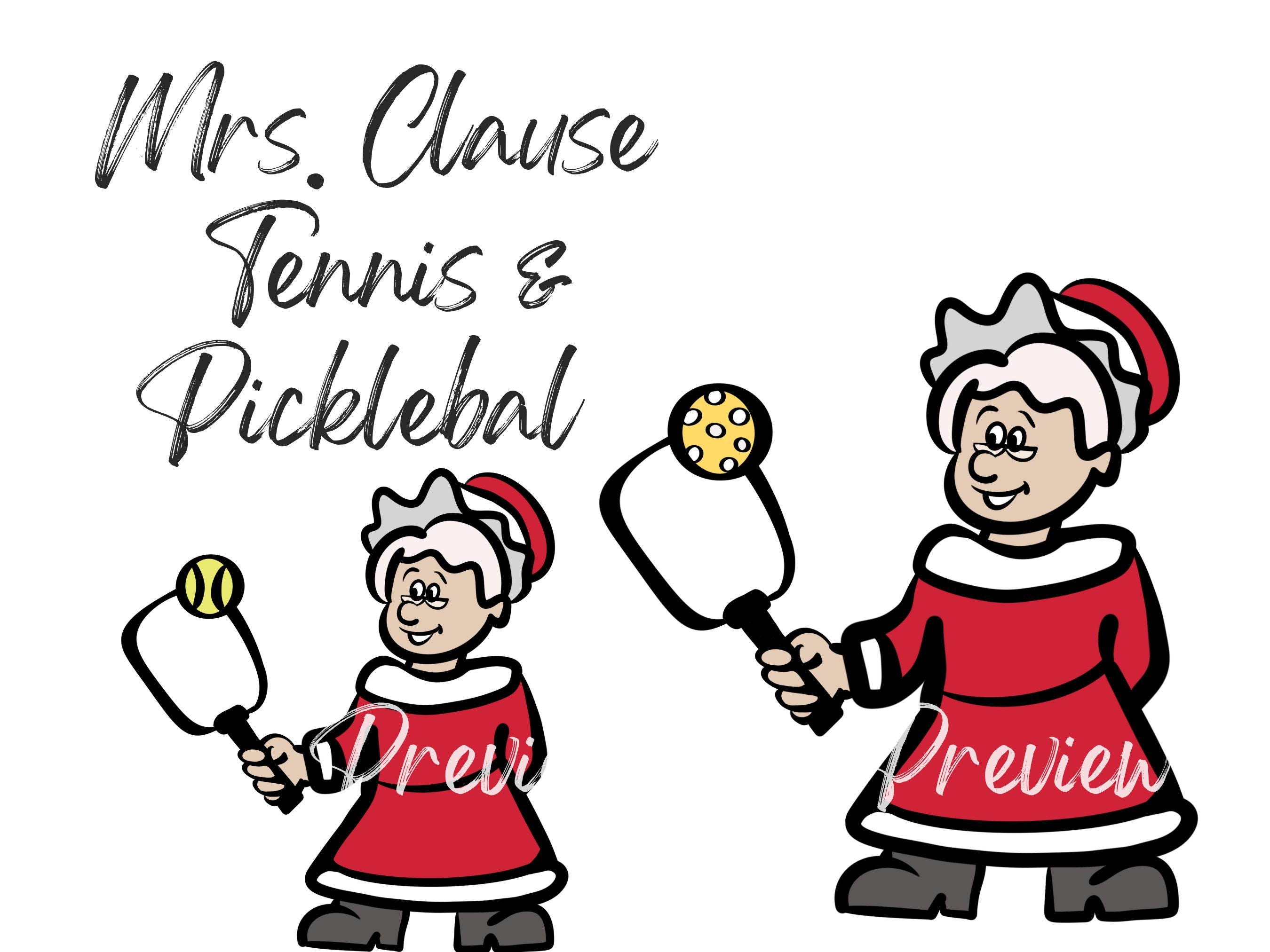Christmas Pickleball Clip Art of Santa and Ms. Clause Playing ...