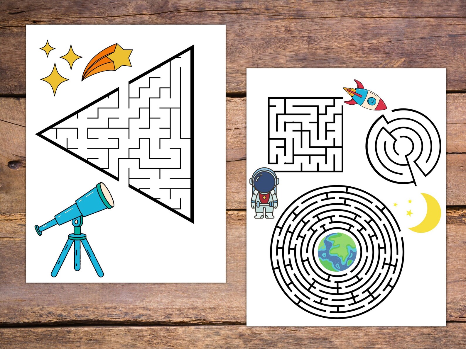 Outer Space Maze Puzzle With Planets and Stars for a Space Birthday ...