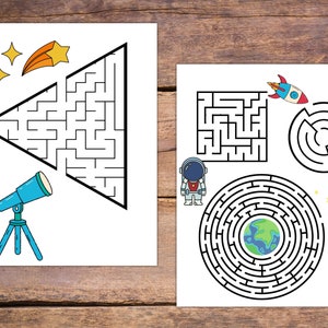 Outer Space Maze Puzzle With Planets and Stars for a Space Birthday ...