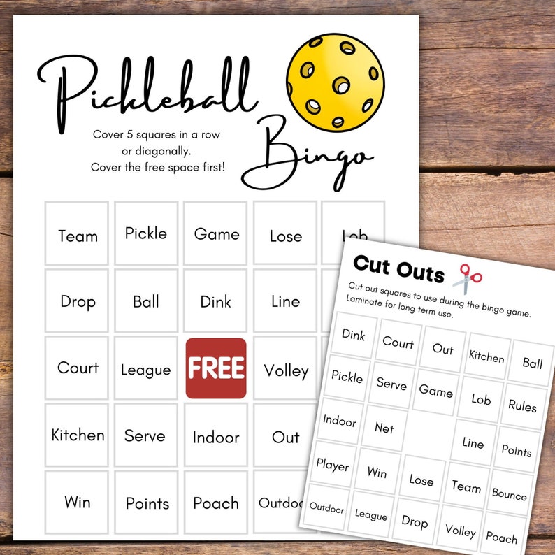 Printable Pickleball Bingo Game With Colorful Pickle Ball Images for a ...