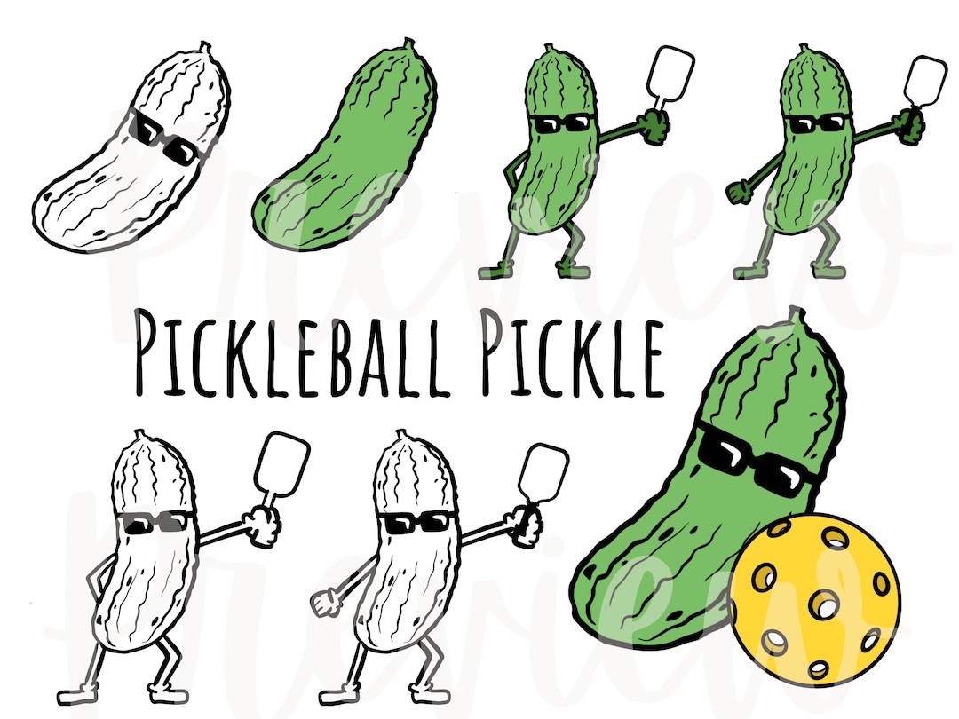 Pickleball Pickle Clip Art for Commercial Use PNG Files Pickle Ball and ...