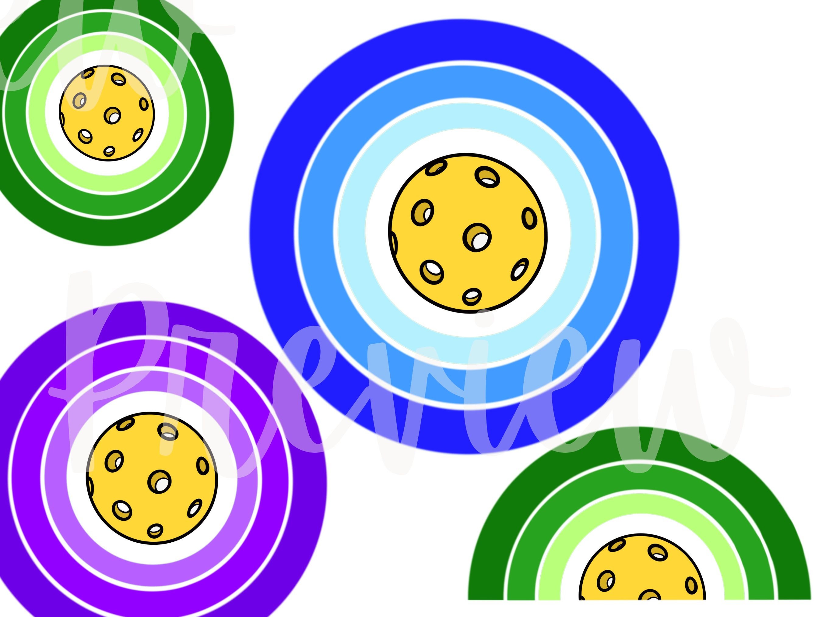 Rainbow Pickleball Clip Art PNG and JPEG Files for Commercial Use in a ...