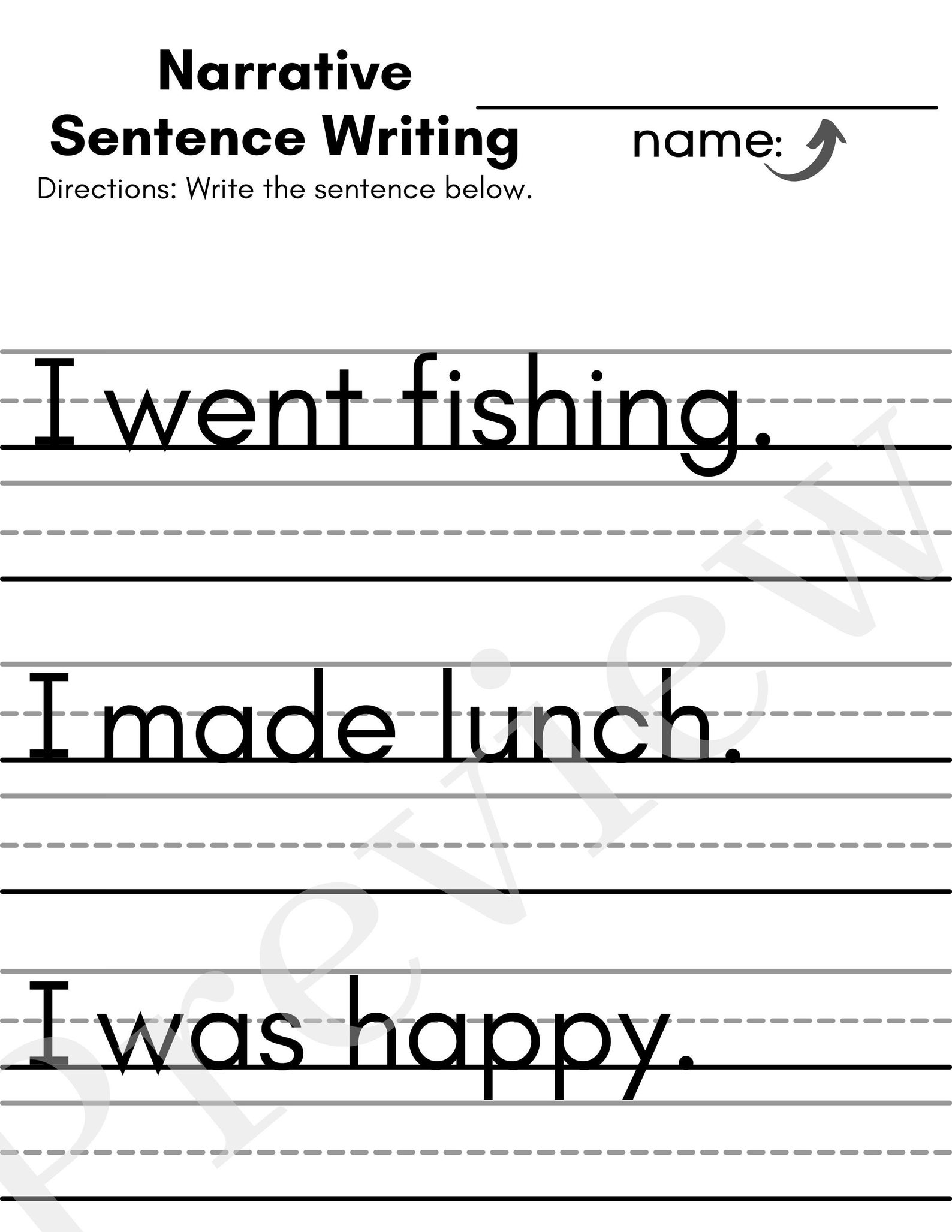 Printable Writing Worksheets With Narrative Sentences I Went I Had I ...