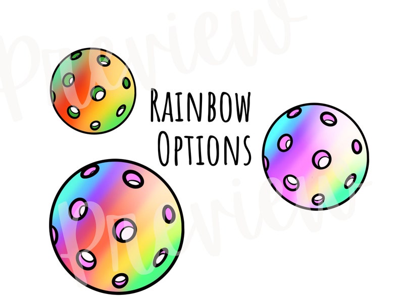 Pickleball Clip Art Pickle Ball Paddles and Balls in Rainbow Colors and ...
