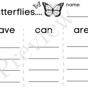 Printable Butterfly Writing Process With Informative Writing Prompt ...