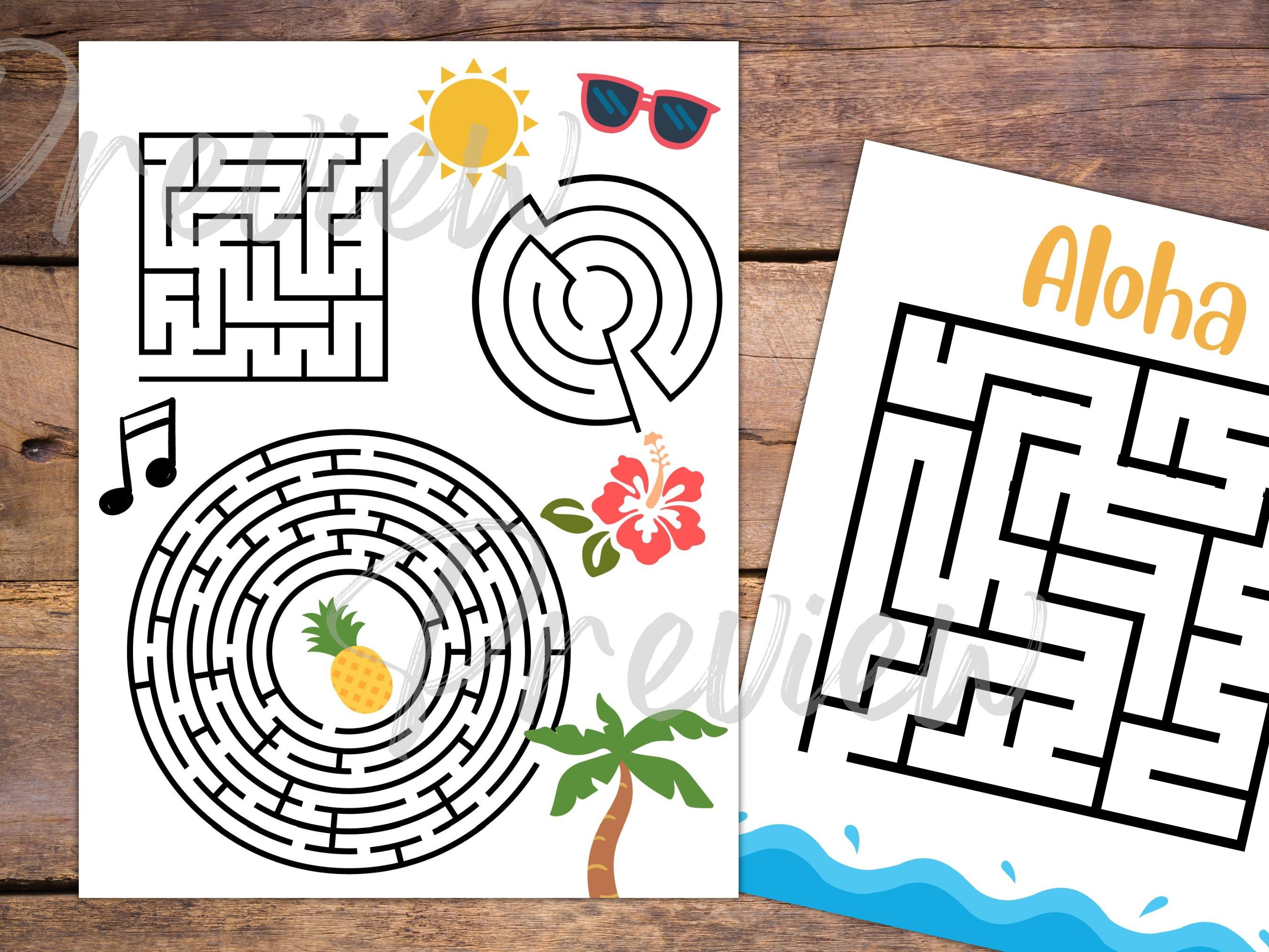 Hawaiian Luau Game With Colorful Hawaii Themed Images for a Hawaiian ...