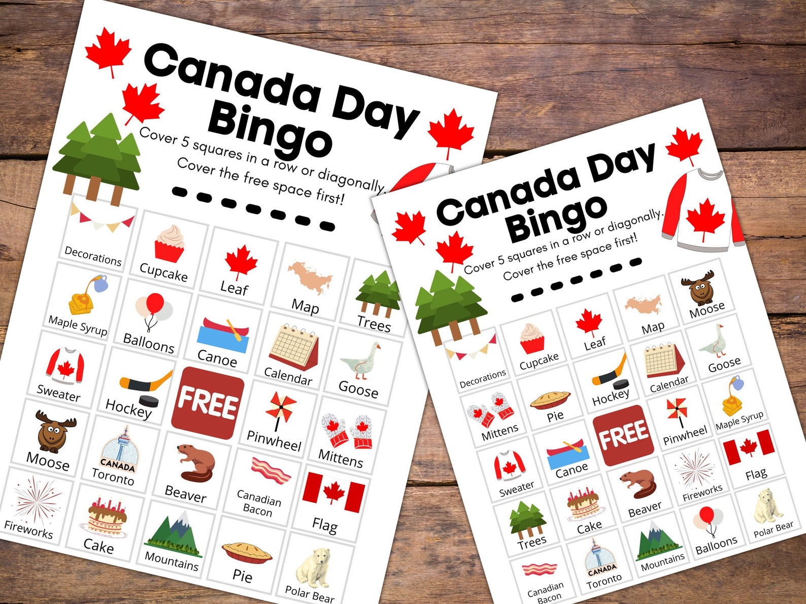 Printable Canada Day Bingo Game With Colorful Images for a Party Game ...