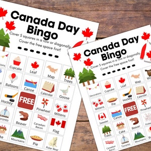 Printable Canada Day Bingo Game With Colorful Images for a Party Game ...