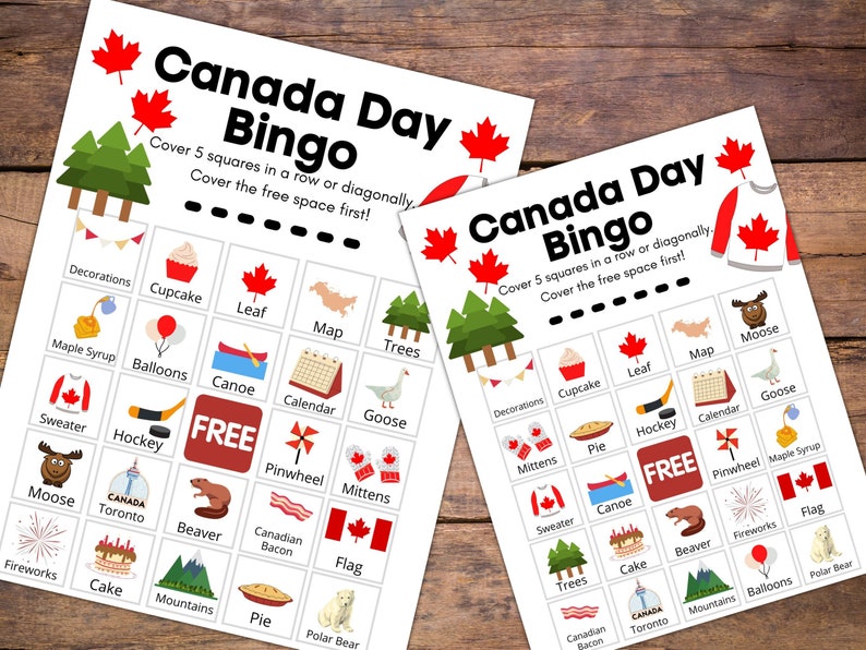 Printable Canada Day Bingo Game With Colorful Images for a - Etsy