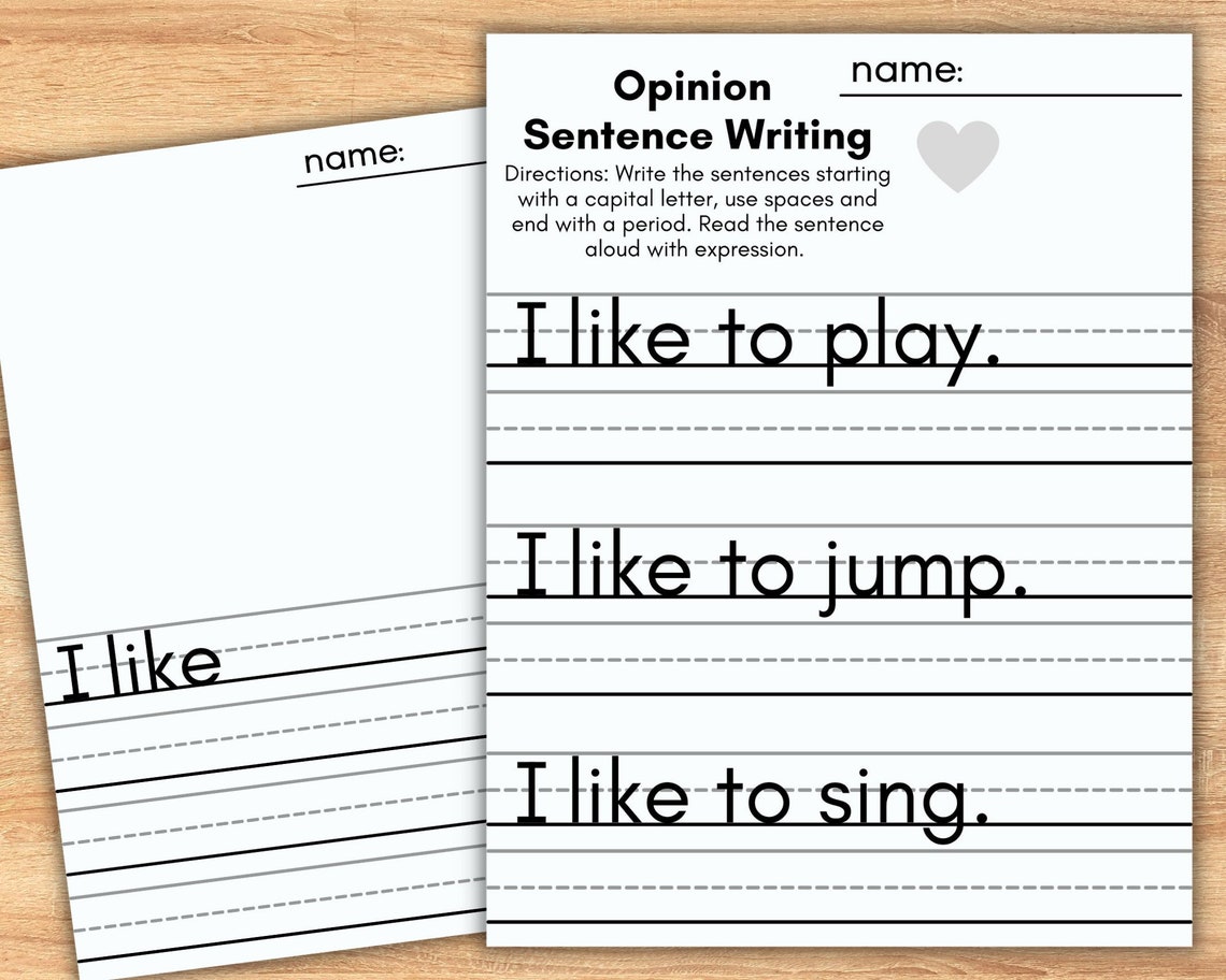 Kids Sentence Writing Worksheets for Teachers With Opinion Writing ...
