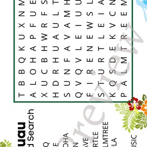 Printable Aloha Word Search Game With Colorful Beach Images for a ...