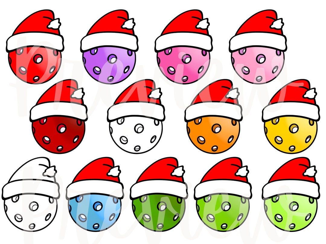 Santa Pickleball Clip Art for Commercial Use PNG Files Pickle Balls in ...