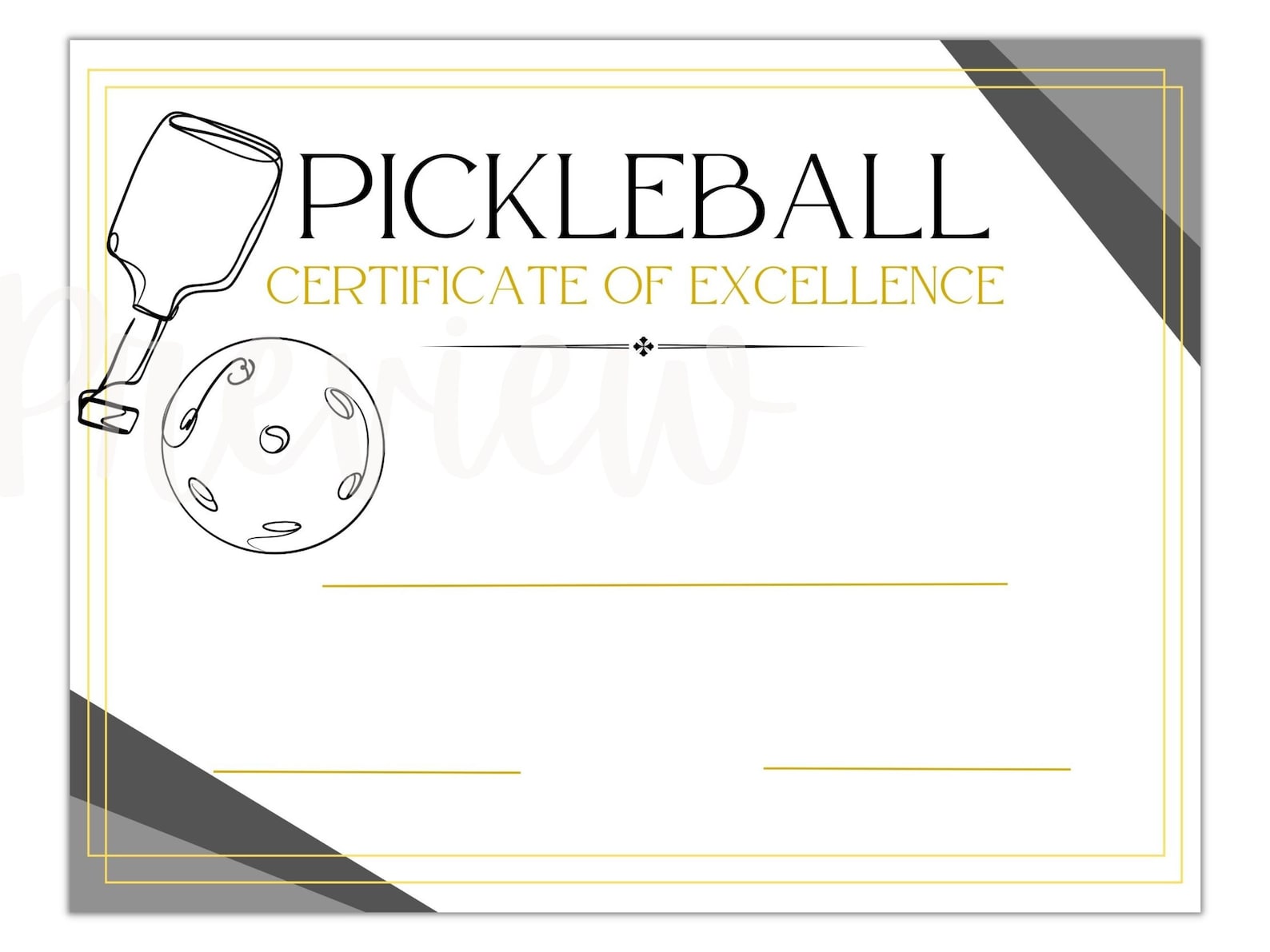 Pickleball Award Certificate of Excellence: A Fancy Award Style With ...