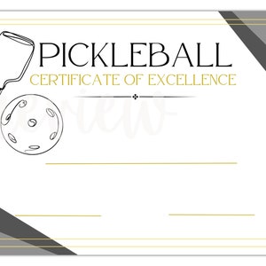 Pickleball Award Certificate of Excellence: A Fancy Award Style With ...