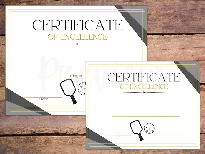 Pickleball Award Certificate of Excellence: A Fancy Award Style With ...