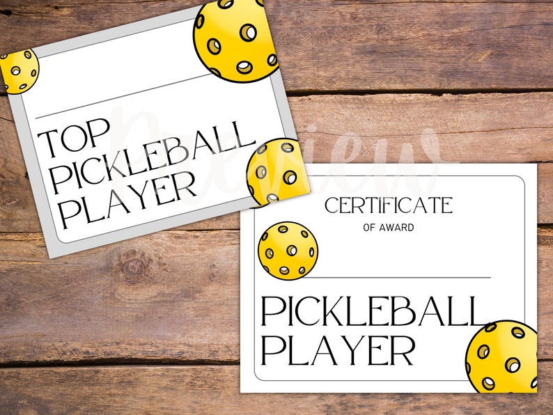 Pickleball Award or Certificate With Pickleballs and Funny Pickle ...