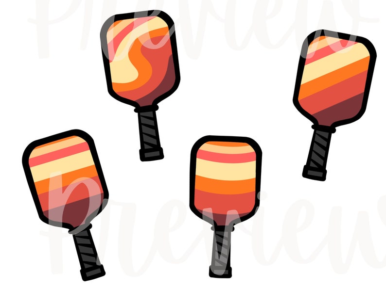 Paddles for Pickleball Clip Art PNG Files in Rainbow Colors and SVG ...