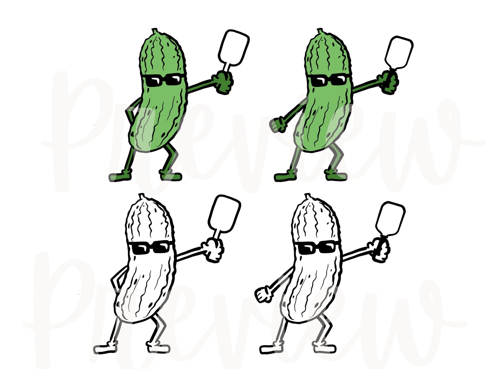 Pickleball Clip Art Bundle for Commercial Use PNG Files With Funny ...