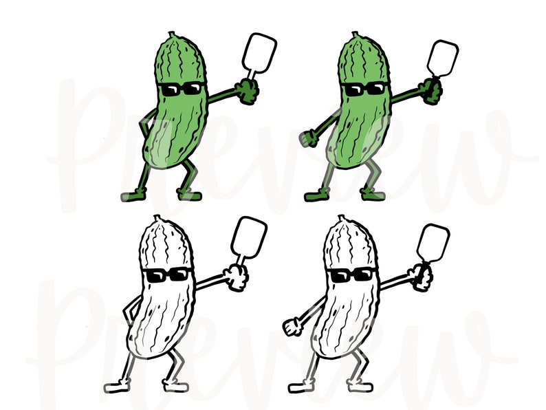 Pickleball Pickle Clip Art for Commercial Use PNG Files Pickle Ball and ...