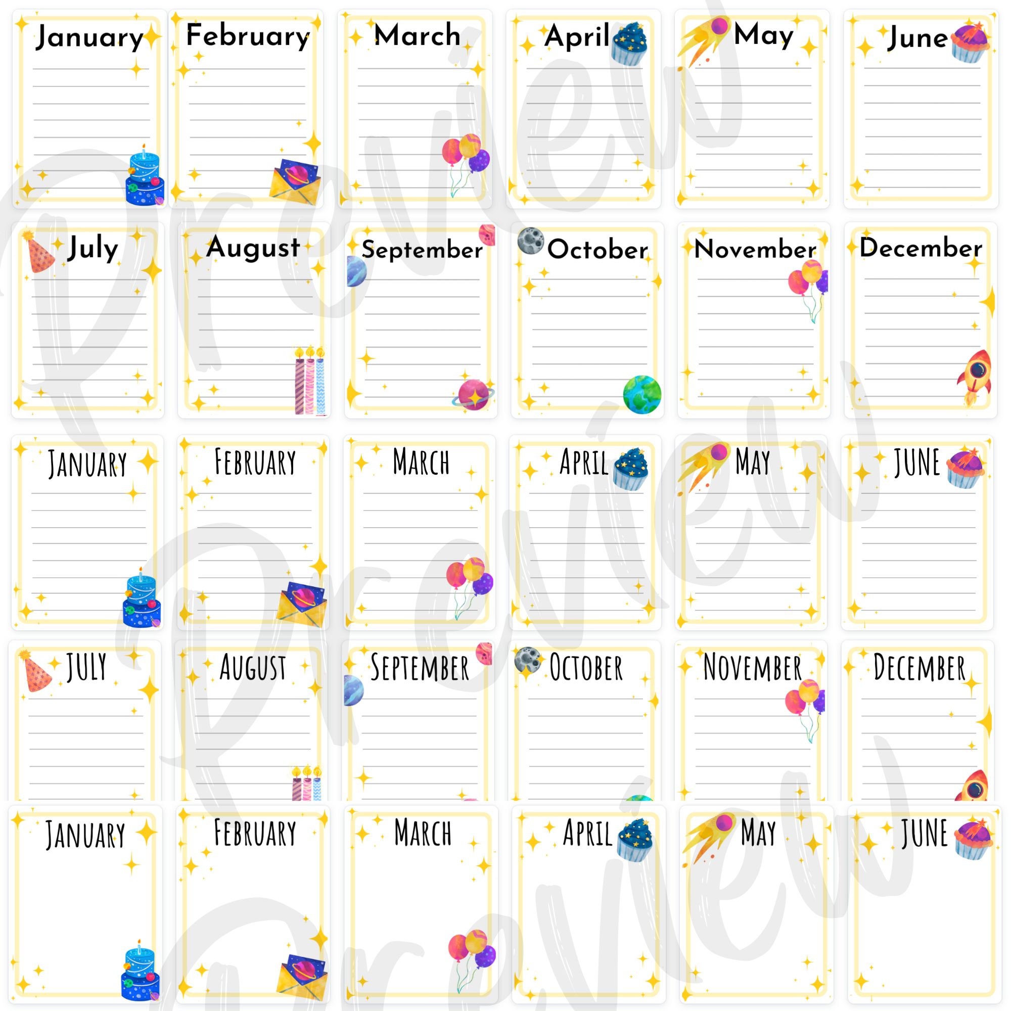 Outer Space Classroom Decor With Month of the Year Posters for Birthday ...