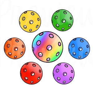 Rainbow Pickleball Graphics With 300 DPI and Transparent Backgrounds ...