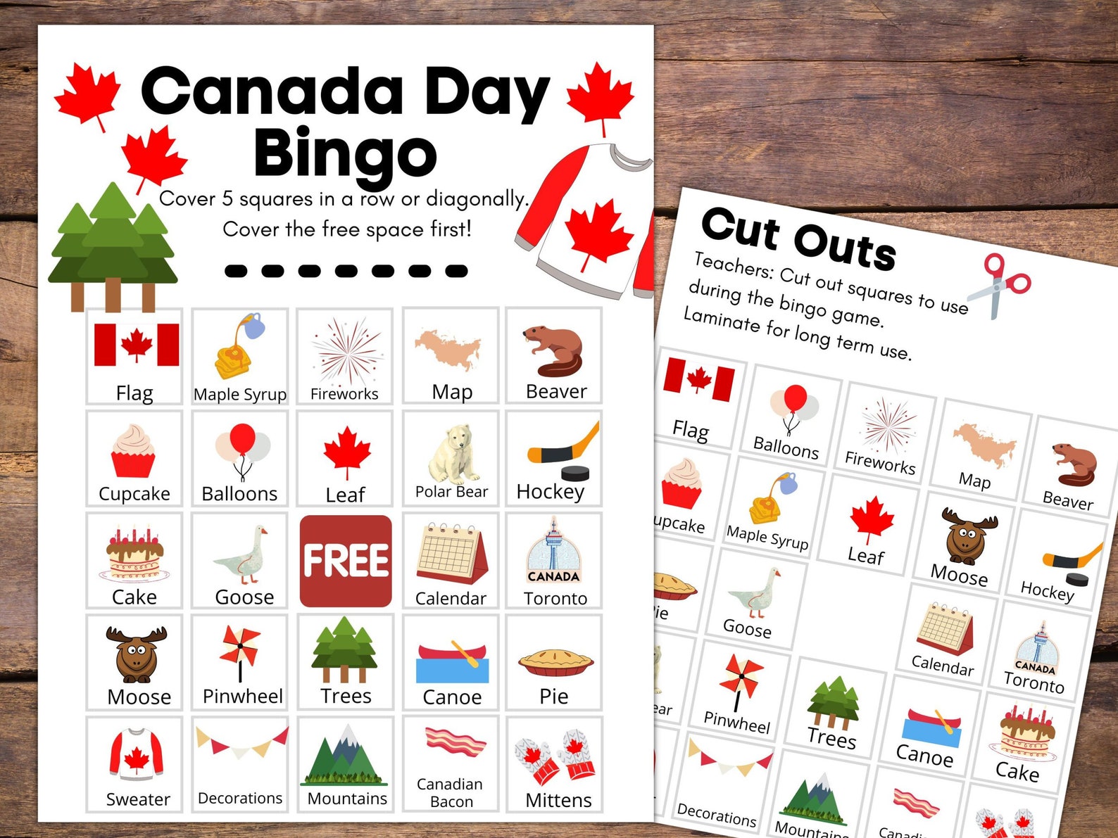 Printable Canada Day Bingo Game With Colorful Images for a Party Game ...