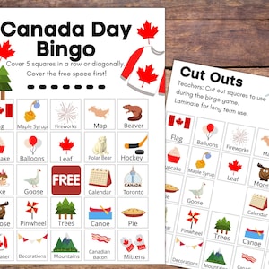 Printable Canada Day Bingo Game With Colorful Images for a Party Game ...