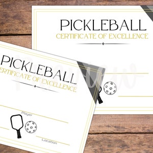 Pickleball Award Certificate of Excellence: A Fancy Award Style With ...