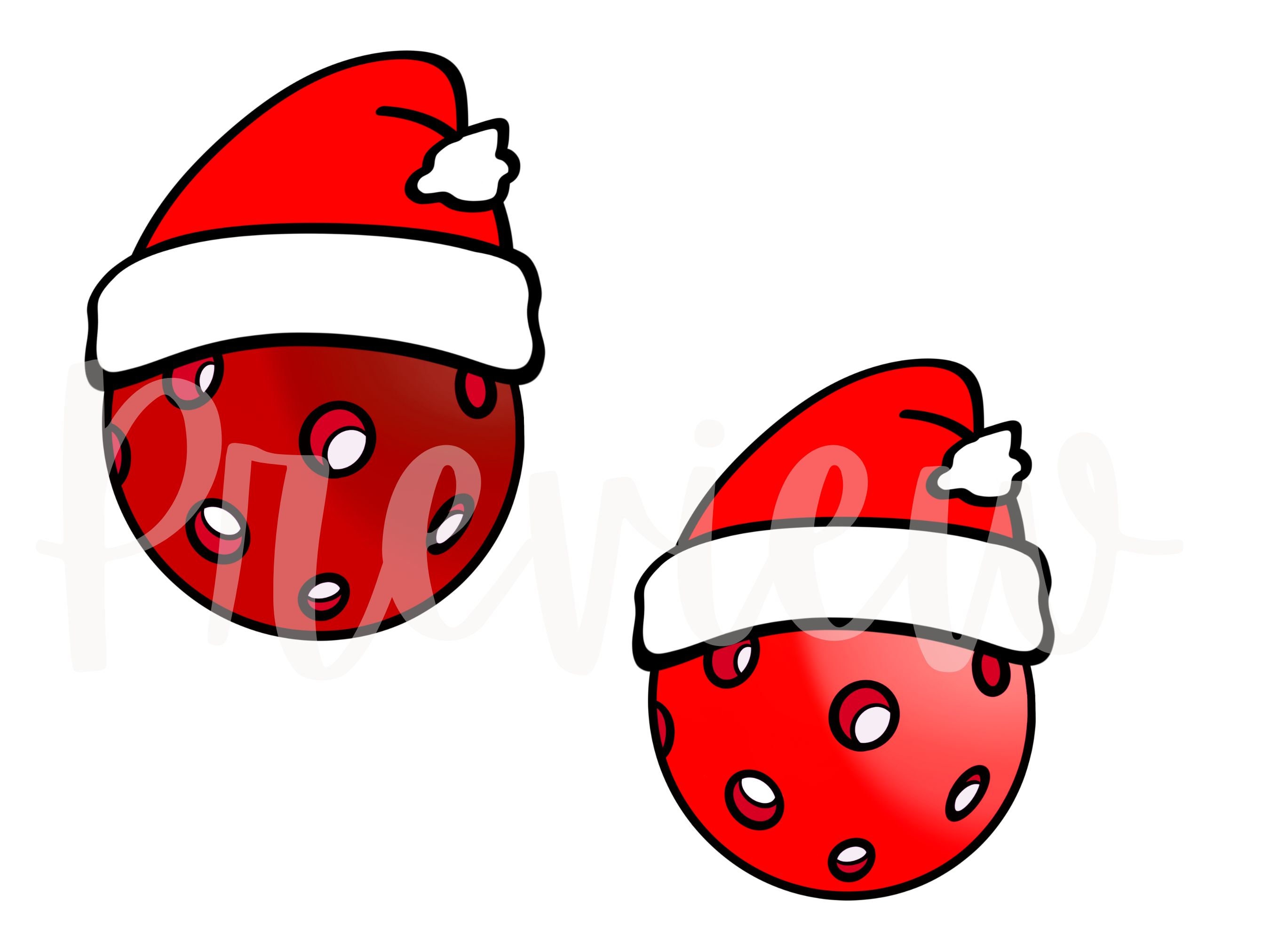Santa Pickleball Clip Art for Commercial Use PNG Files Pickle Balls in ...