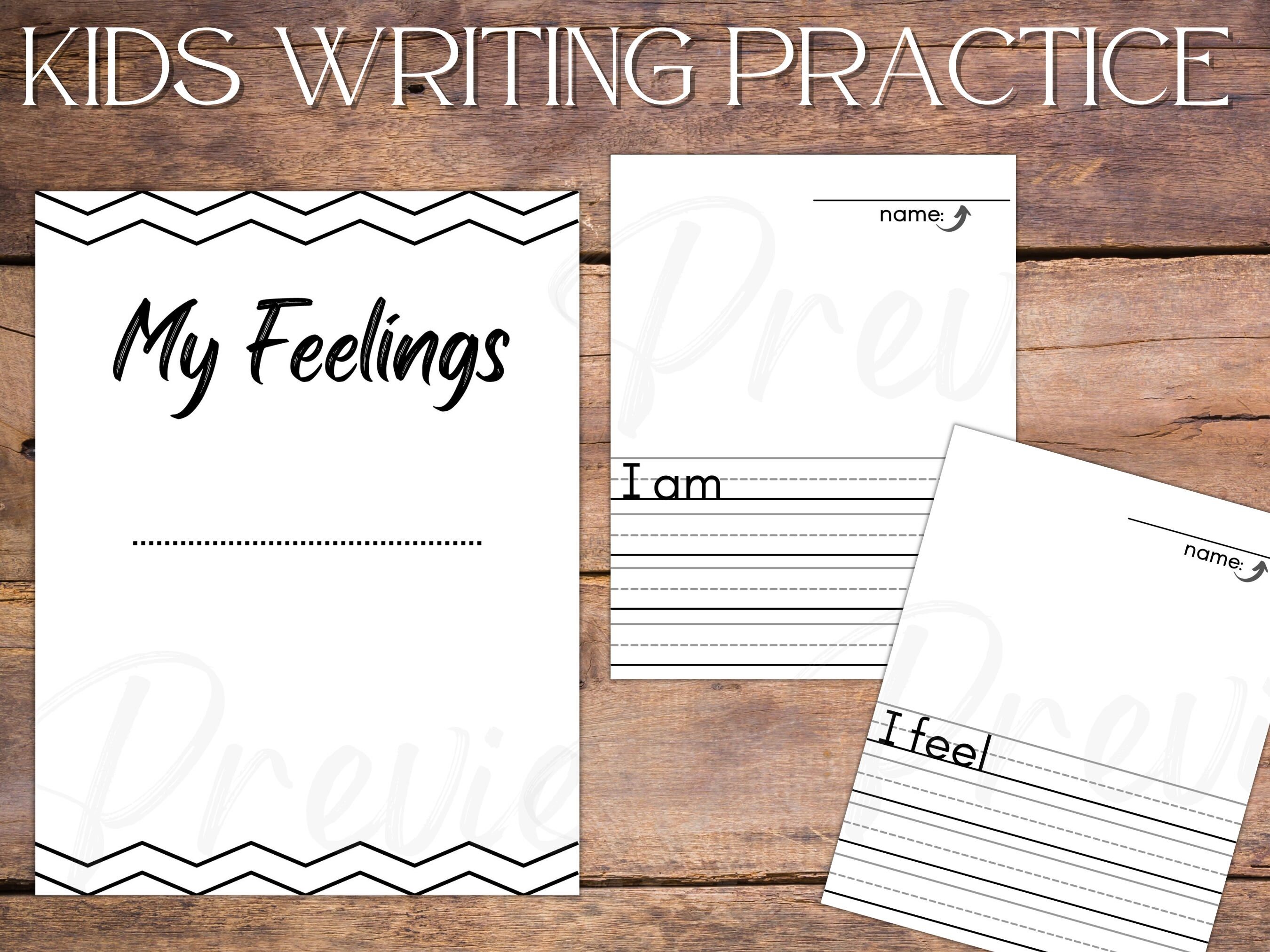 Kids Writing Practice Writing Journal for Feelings With Emotion Posters ...