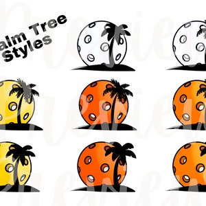 Summer Sunset Pickleball Clip Art With a Palm Tree Beach Silhouette ...