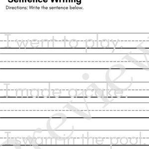 Printable Writing Worksheets With Narrative Sentences I Went I Had I ...