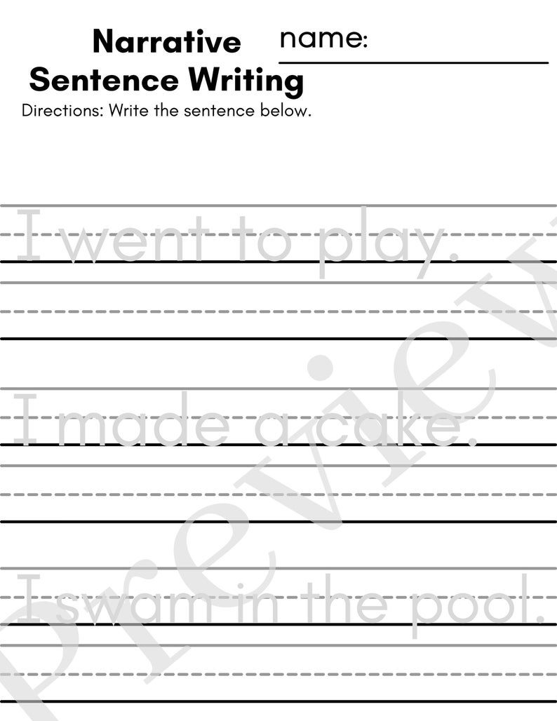 Printable Writing Worksheets With Narrative Sentences I Went I Had I ...