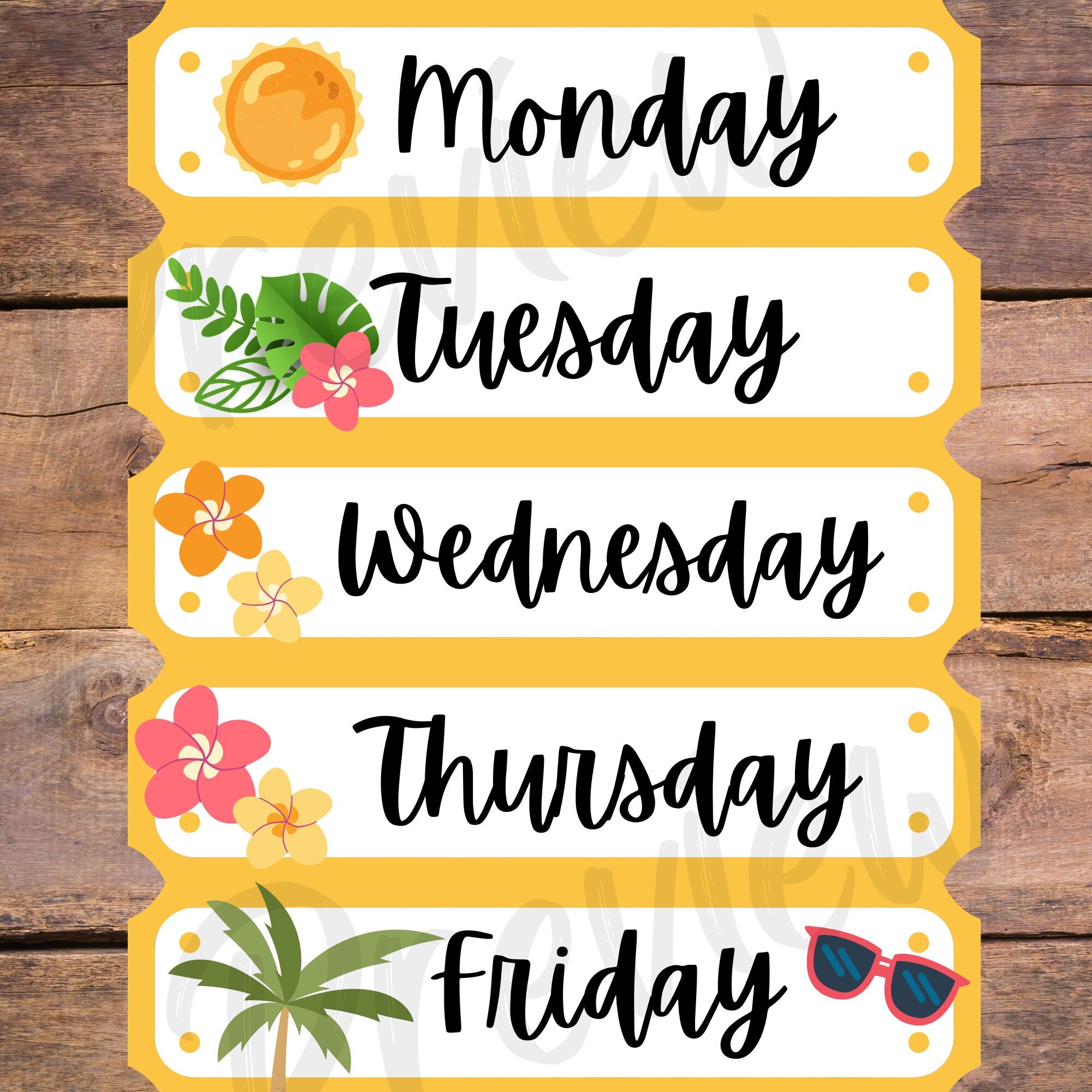 Hawaiian Classroom Decor With Days of the Week Hawaii Luau Class Theme ...