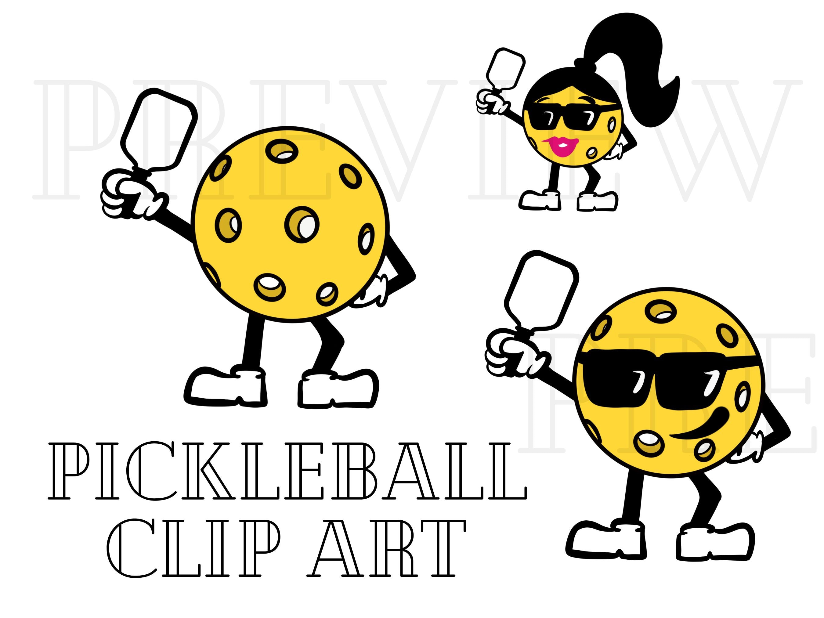 Funny Pickleball Clip Art for Commercial Use PNG Files Yellow ...