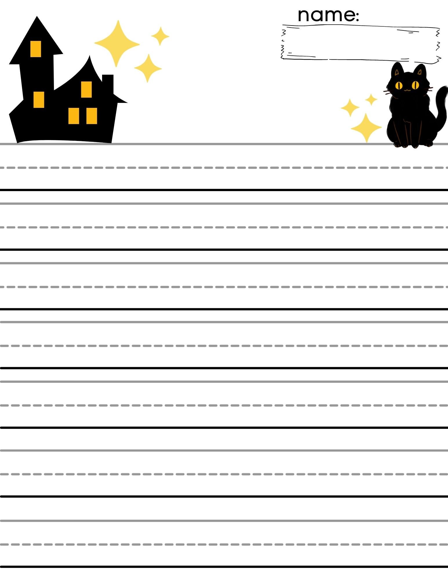 Halloween Paper With Levels of Lined Writing Paper With Spooky Designs ...