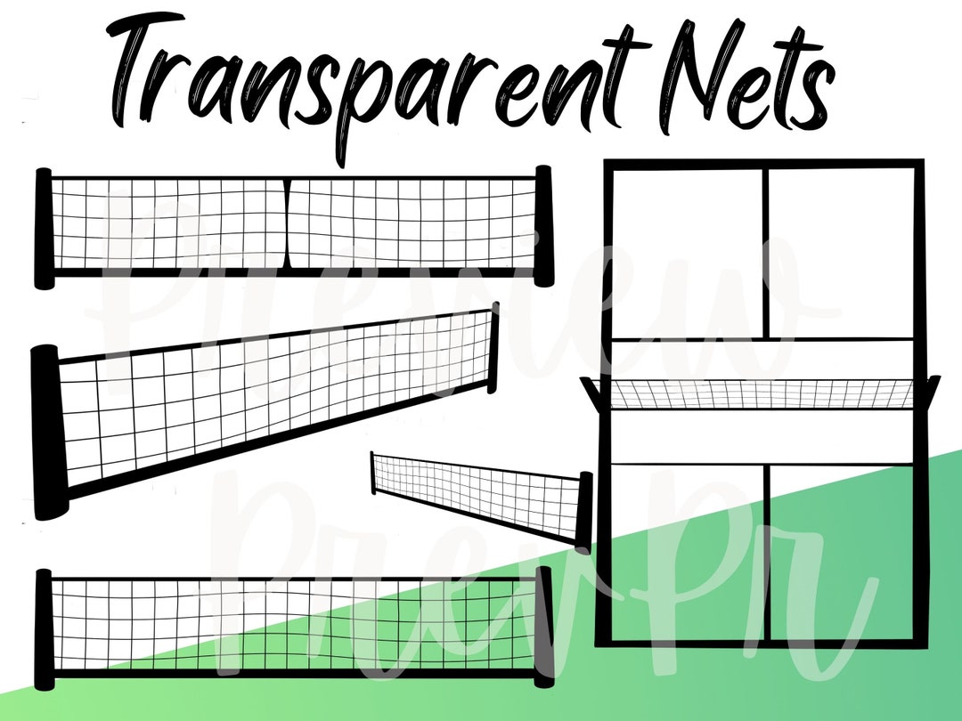 Transparent Nets and Courts With Black & White Outlines Pickleball Clip ...
