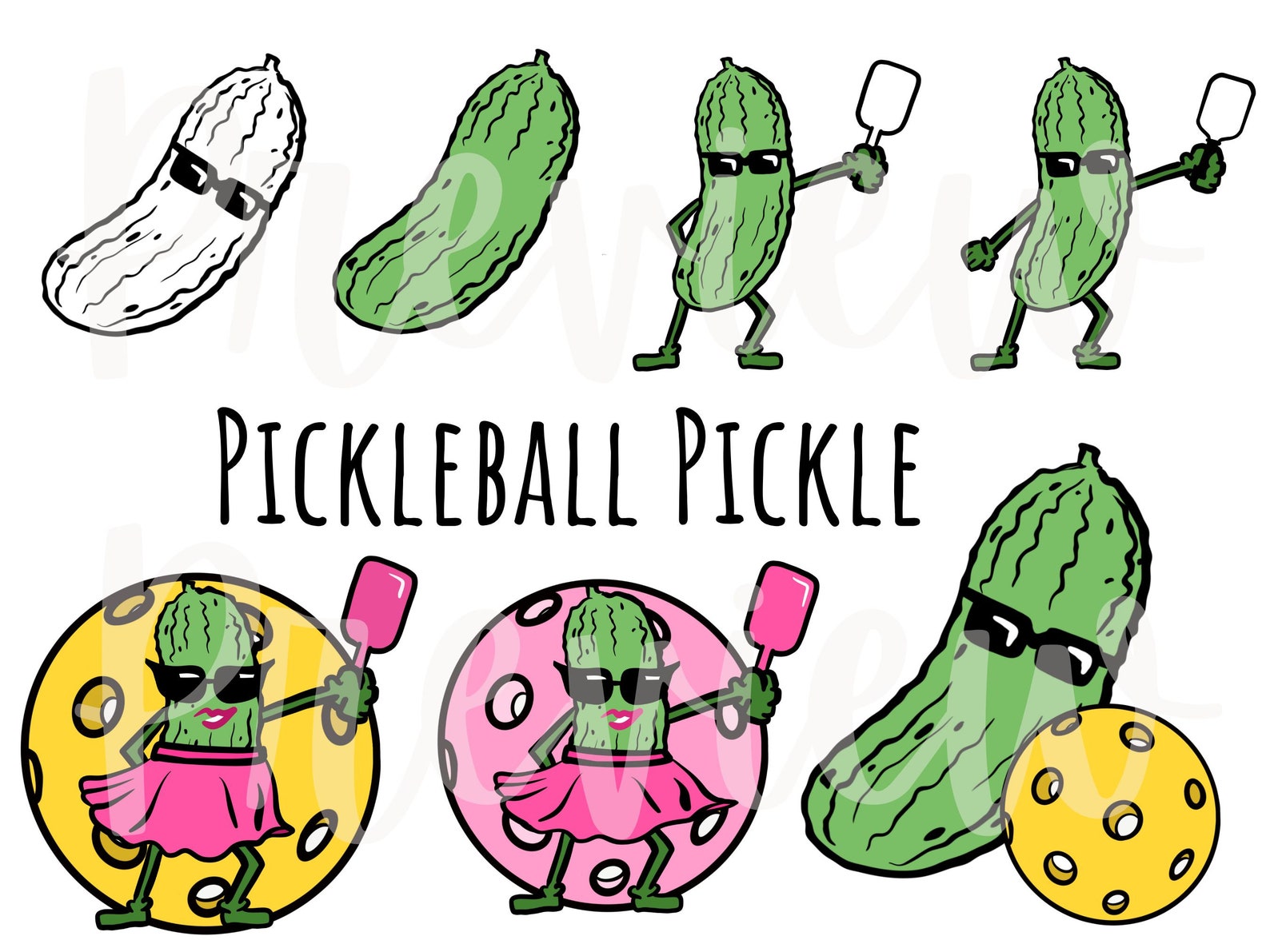 Big Bundle of Pickleball Clip Art With Pickle Players and Funny ...