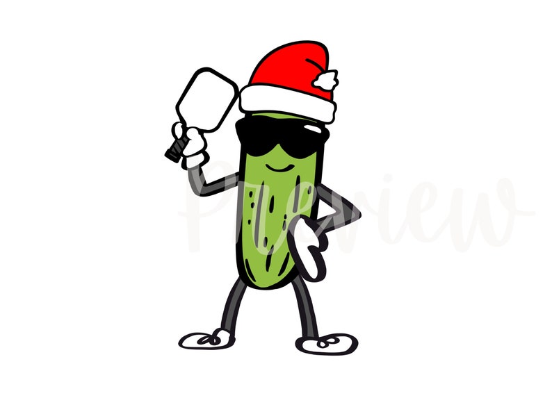Pickle Art With a Peace Sign, Pickleball Paddle and Santa Hat for Fun ...