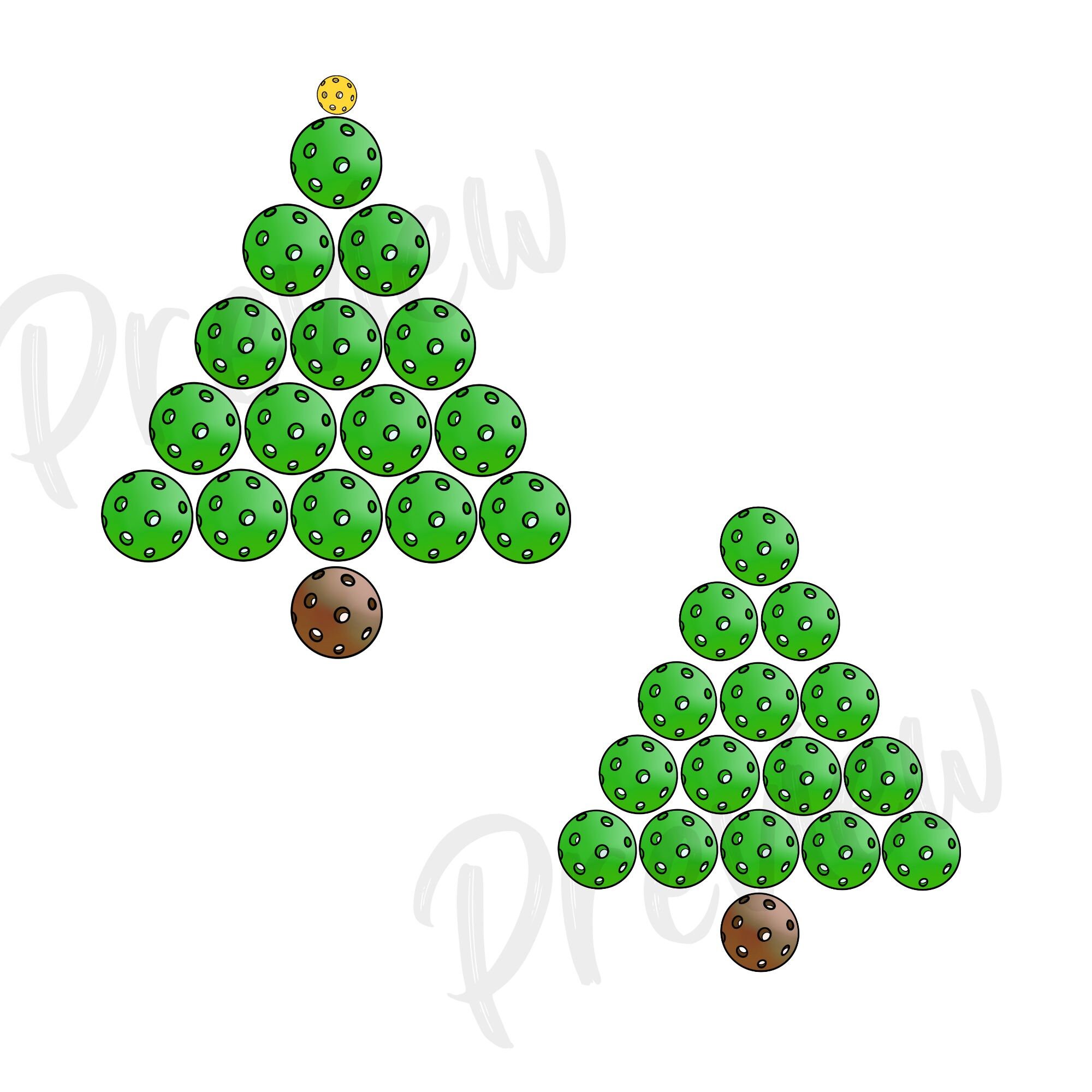 Pickleball Christmas Tree Art for Commercial Use This Holiday ...