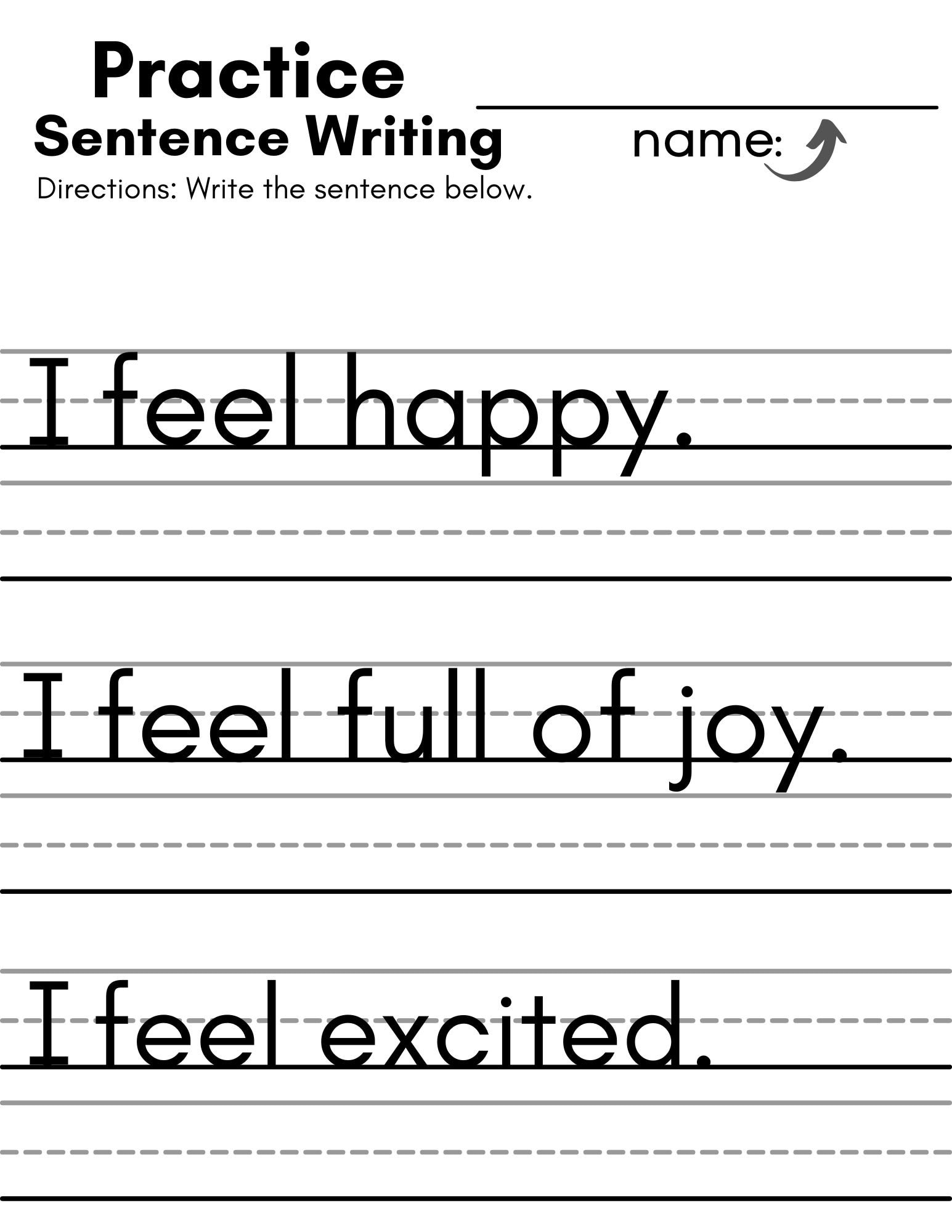 Kids Writing Practice Writing Journal for Feelings With Emotion Posters ...