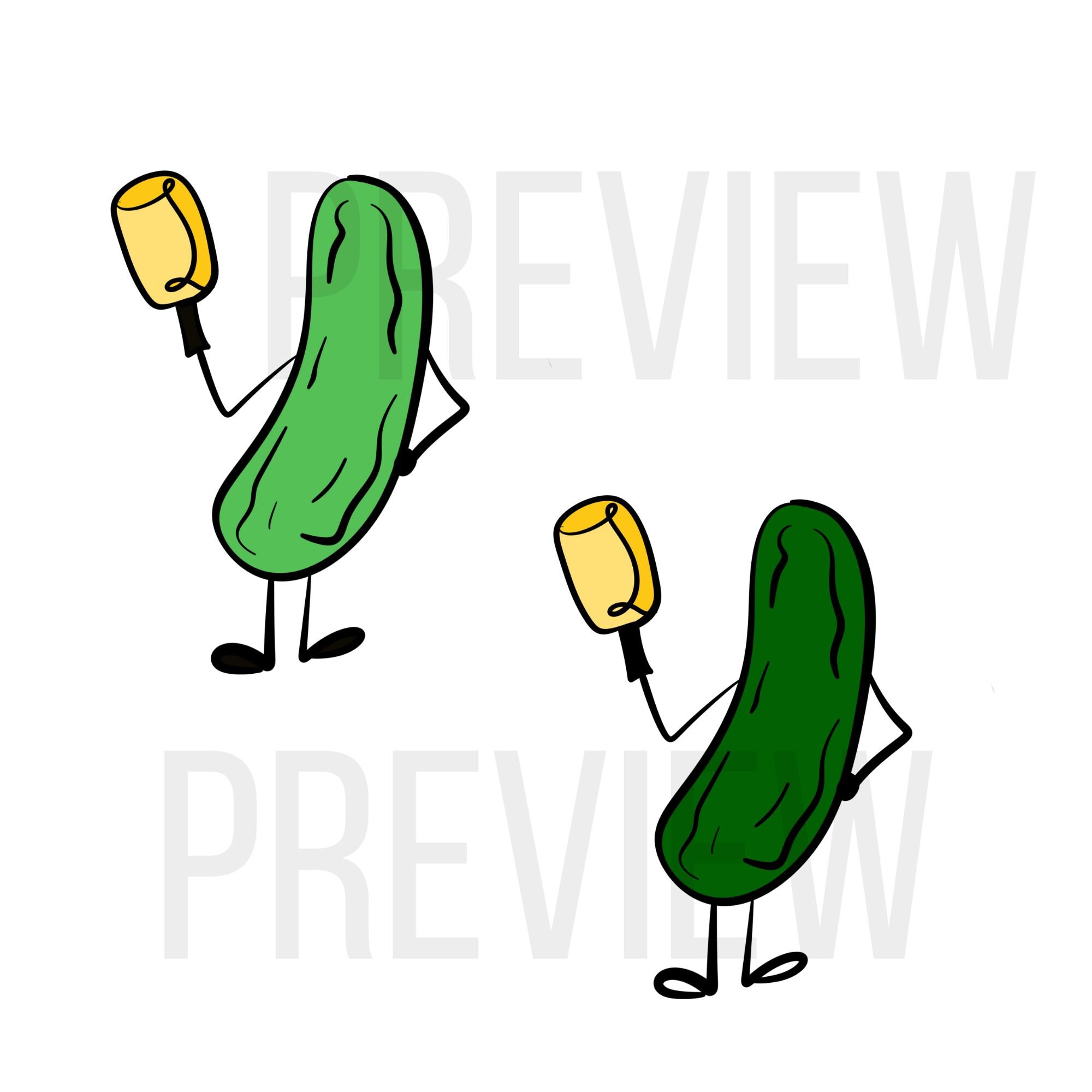 Funny Pickleball Clipart With Simple Pickle Drawings in Different ...